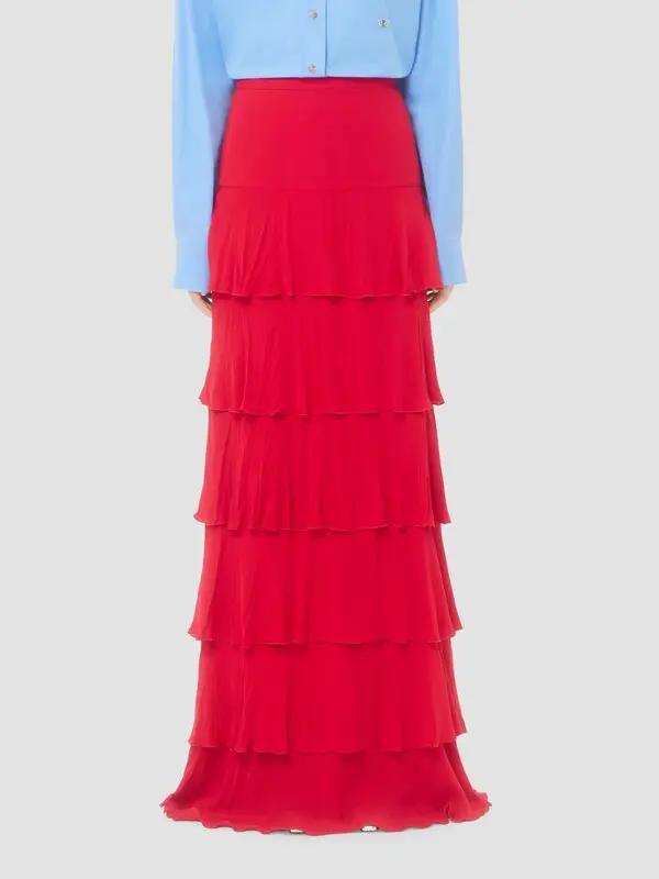 Valentino Garavani Long Georgette Skirt With Ruffles