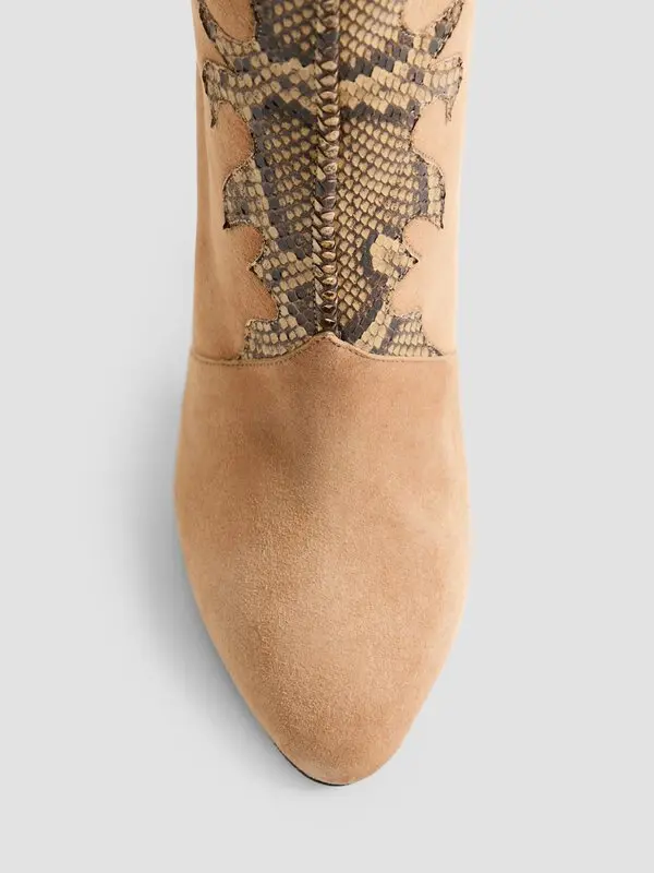 Valentino Garavani Boutade Suede 105mm Boots With Python Details