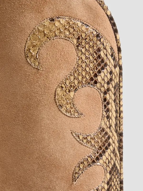 Valentino Garavani Boutade Suede 105mm Boots With Python Details