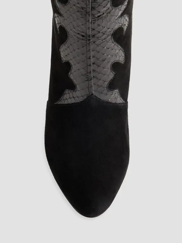 Valentino Garavani Boutade Suede 105mm Boots With Elaphe Details