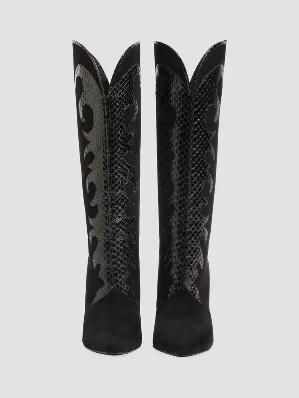 Valentino Garavani Boutade Suede 105mm Boots With Elaphe Details