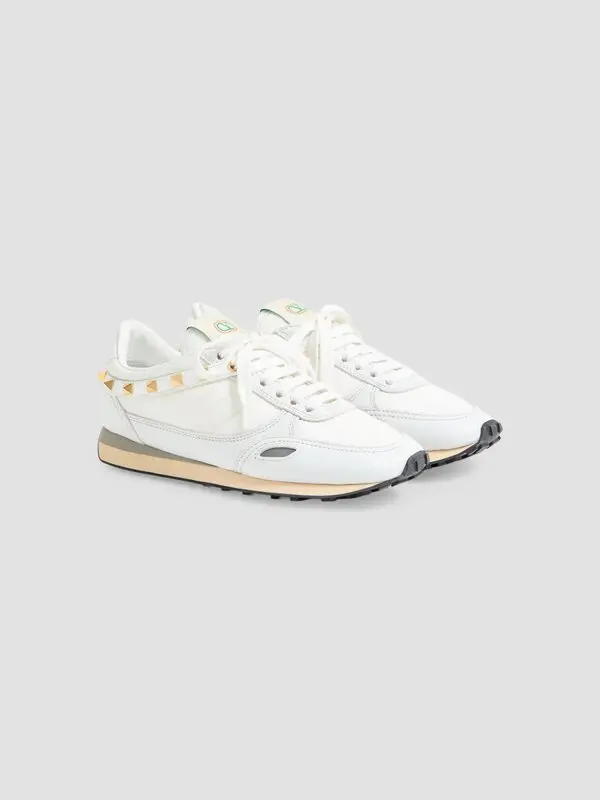 Valentino Garavani Stud-up Leather And Nylon Sneakers