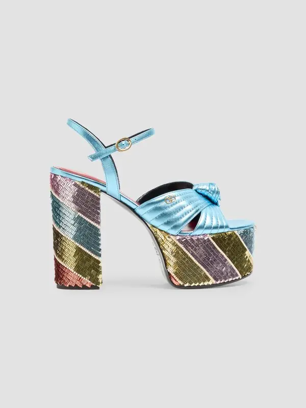 Valentino Garavani Crasher 125mm Platform Sandal In Laminated Nappa And Sequin Embroidery - Multicolored