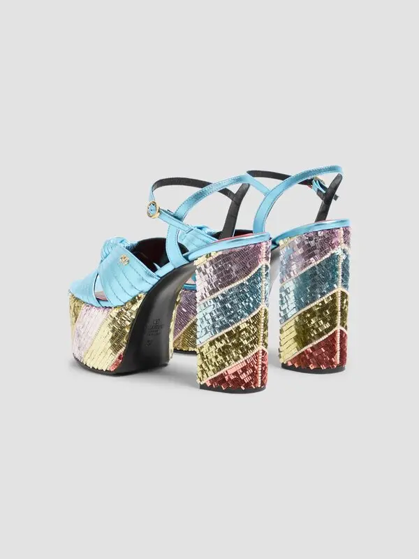 Valentino Garavani Crasher 125mm Platform Sandal In Laminated Nappa And Sequin Embroidery