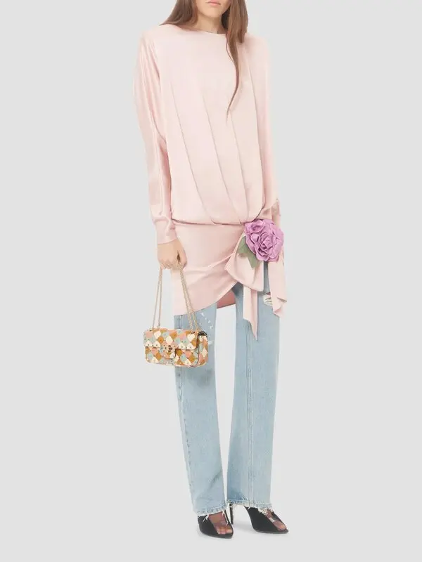 Valentino Garavani Rockstud Spike Small Shoulder Bag With Ostrich Patchwork