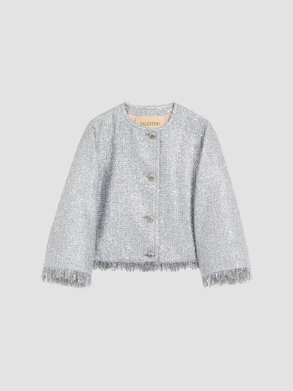 Valentino Garavani Caban In Lurex Basket Weave - Grey