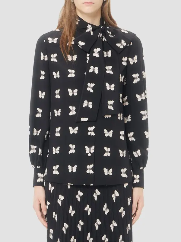 Valentino Garavani Shirt In Butterflow Print Crepe De Chine
