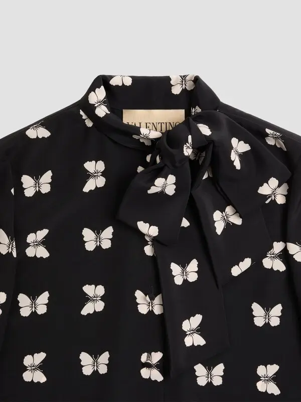 Valentino Garavani Shirt In Butterflow Print Crepe De Chine