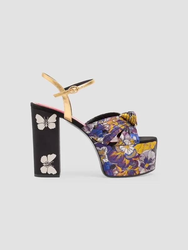 Valentino Garavani Crasher 125mm Platform Sandals In Après L'hiver Jacquard Fabric - Multicolor