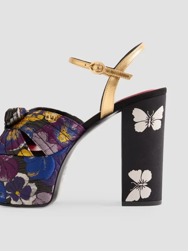 Valentino Garavani Crasher 125mm Platform Sandals In Après L'hiver Jacquard Fabric