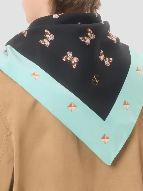 Valentino Garavani Silk Scarf With All-over Butterfly Print