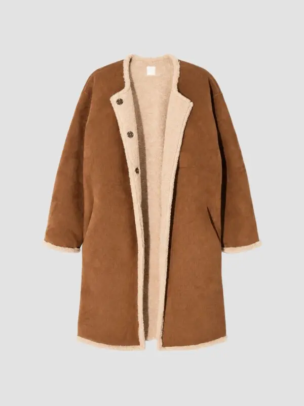 RE/DONE Mara Sherpa Snap Jacket - Mocha