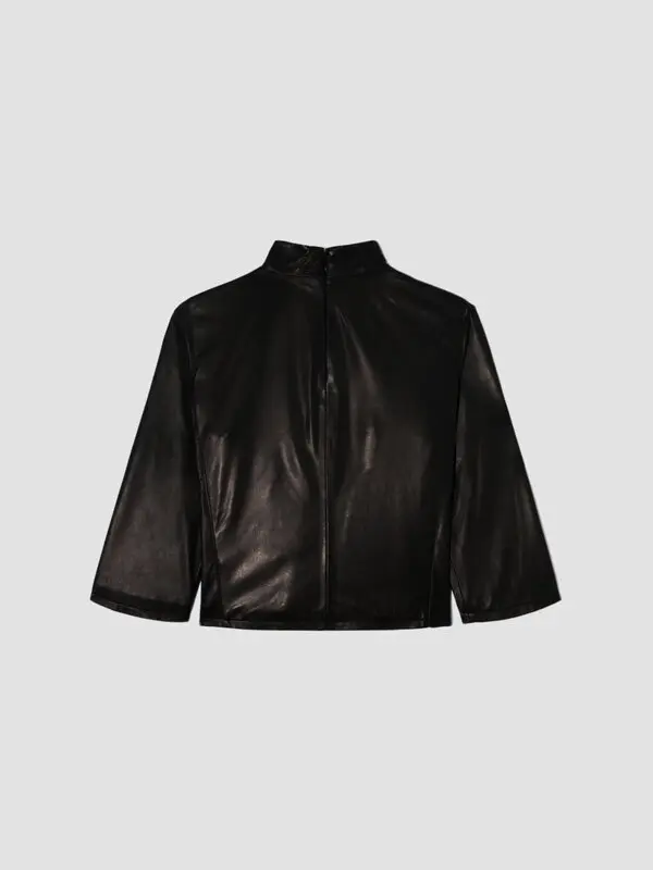 RE/DONE Sloane Leather Mock Turtleneck Top