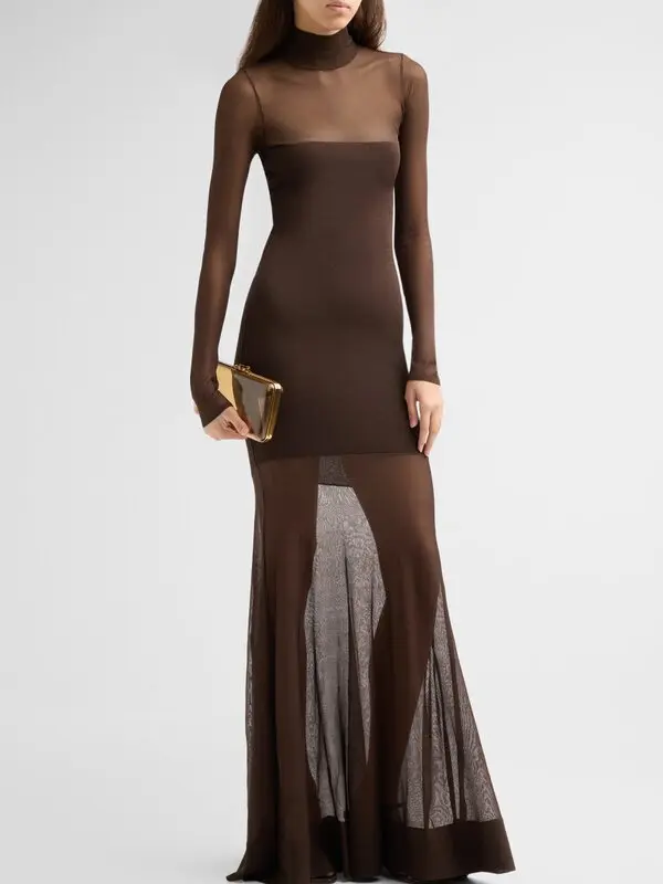 SEROYA Angie Mesh & Knit Maxi Dress
