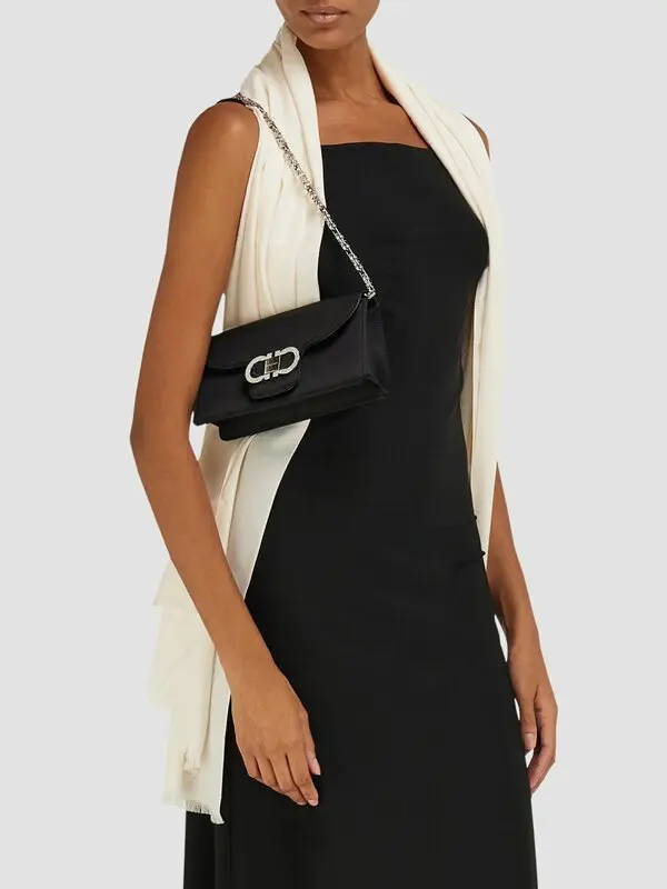 FERRAGAMO Double Gancio Mini Satin Convertible Shoulder Bag