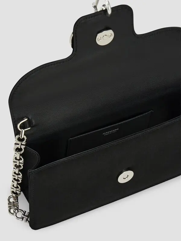 FERRAGAMO Double Gancio Mini Satin Convertible Shoulder Bag
