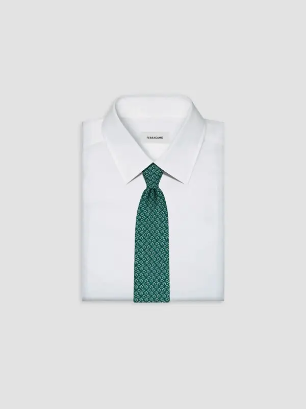 FERRAGAMO Dea Good-luck Print Silk Tie - Verde