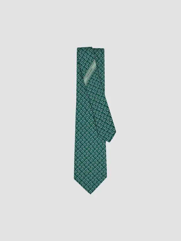 FERRAGAMO Dea Good-luck Print Silk Tie - Verde
