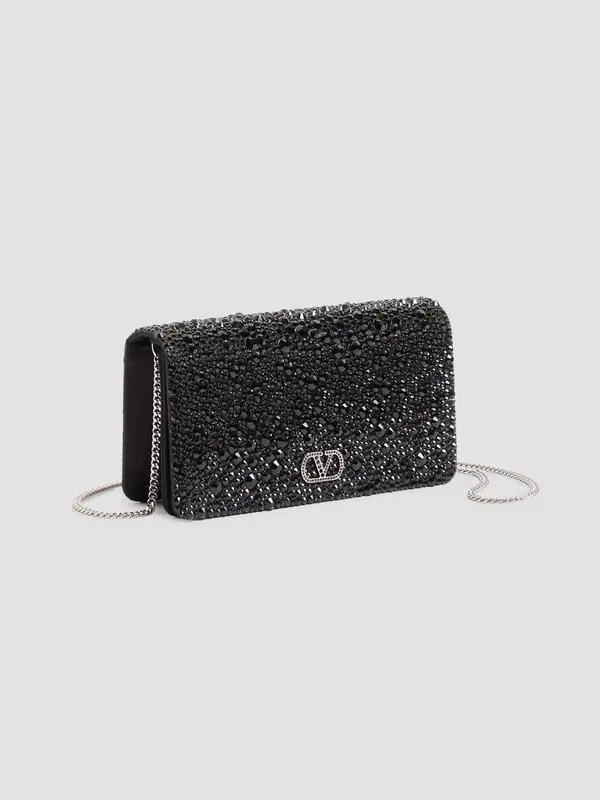 Valentino Garavani Vlogo Signature Mini Shoulder Bag In Swarovski Crystals