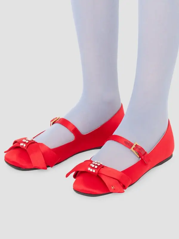 Valentino Garavani Mary Jane Chambrette Ballerinas In Satin