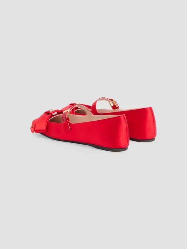 Valentino Garavani Mary Jane Chambrette Ballerinas In Satin