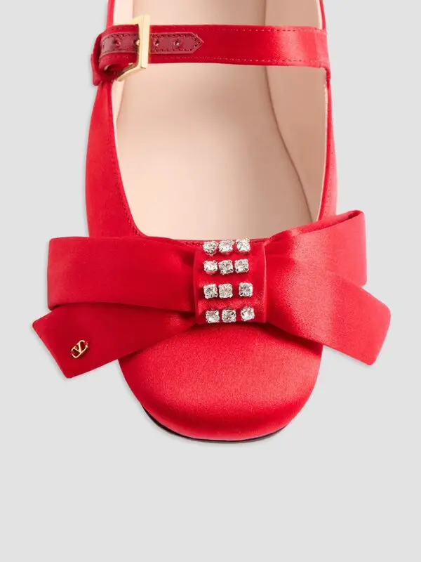 Valentino Garavani Mary Jane Chambrette Ballerinas In Satin