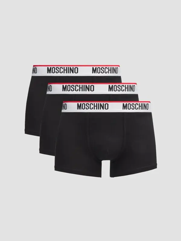 Moschino Essential Logo Stretch-jersey Trunk Briefs 3-pack - Black