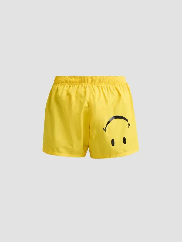 Moschino Smiley Face Nylon Swim Shorts - Multi Yellow