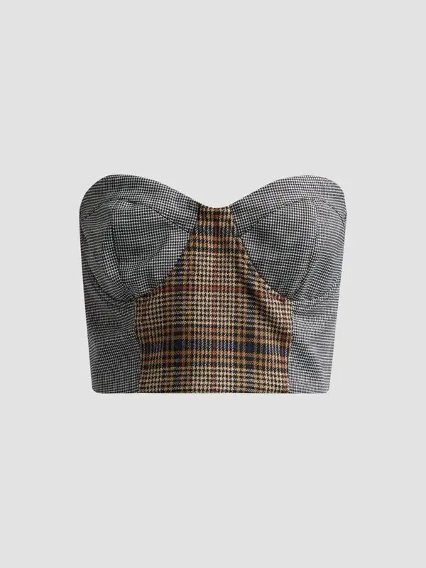 Ramy Brook Bailey Plaid Wool-blend Corset Top