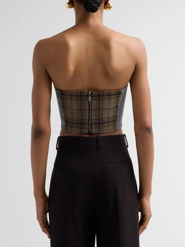 Ramy Brook Bailey Plaid Wool-blend Corset Top