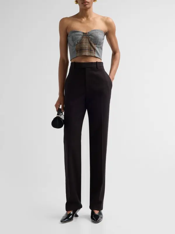 Ramy Brook Bailey Plaid Wool-blend Corset Top