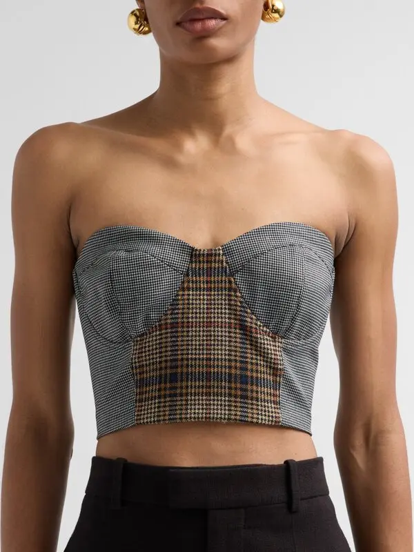 Ramy Brook Bailey Plaid Wool-blend Corset Top