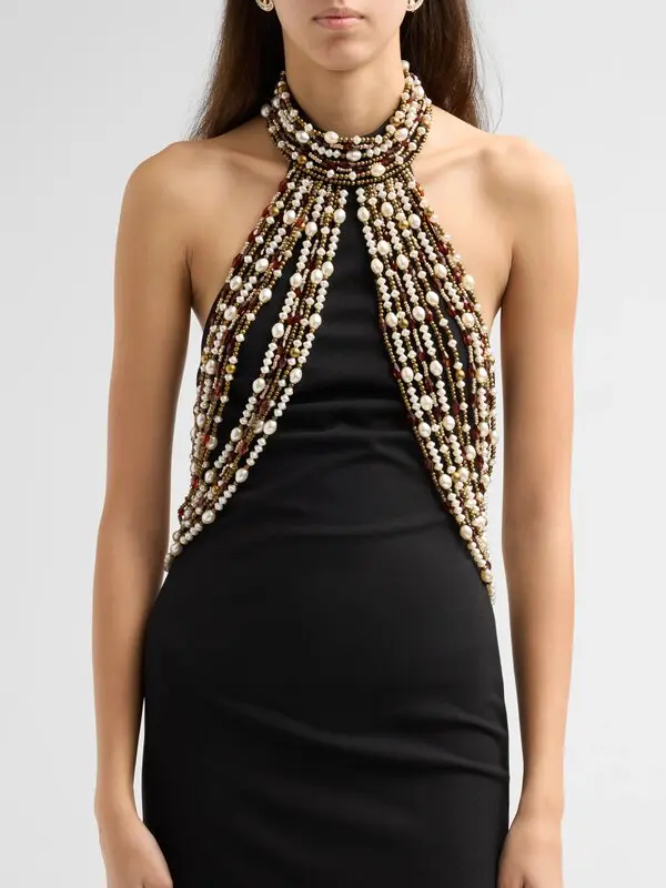 PatBO Tina Beaded Halterneck Gown