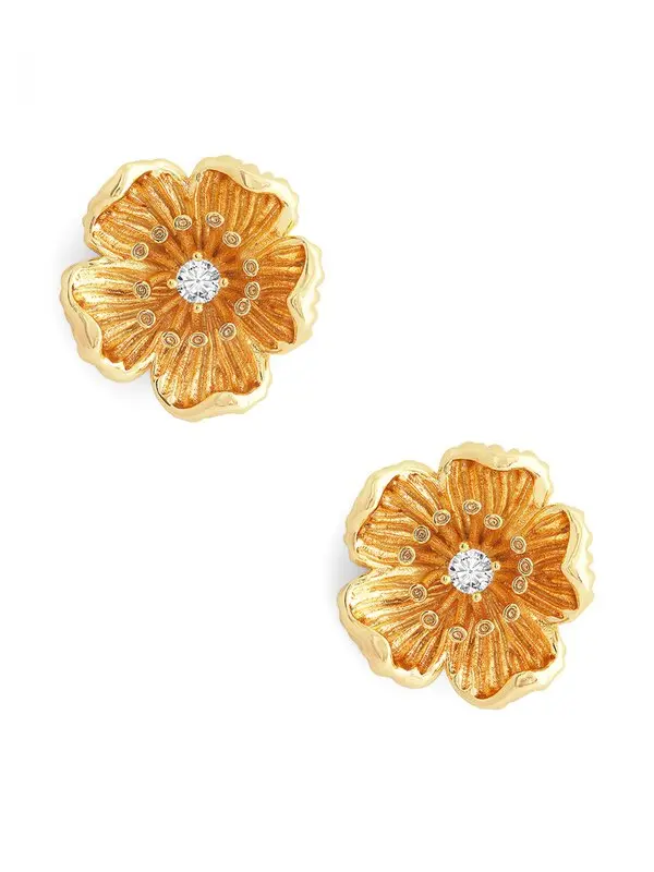 ANABEL ARAM Wildflowers 18k--plated & Cubic Zirconia Stud Earrings