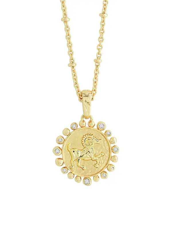 ANABEL ARAM Zodiac 18k-gold-plated & Cubic Zirconia Pendant Necklace - Aries