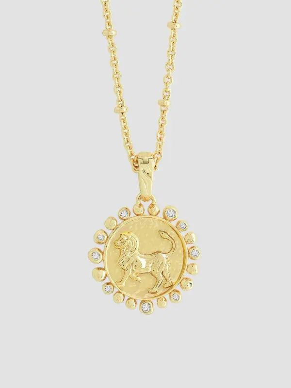 ANABEL ARAM Zodiac 18k-gold-plated & Cubic Zirconia Pendant Necklace - Leo