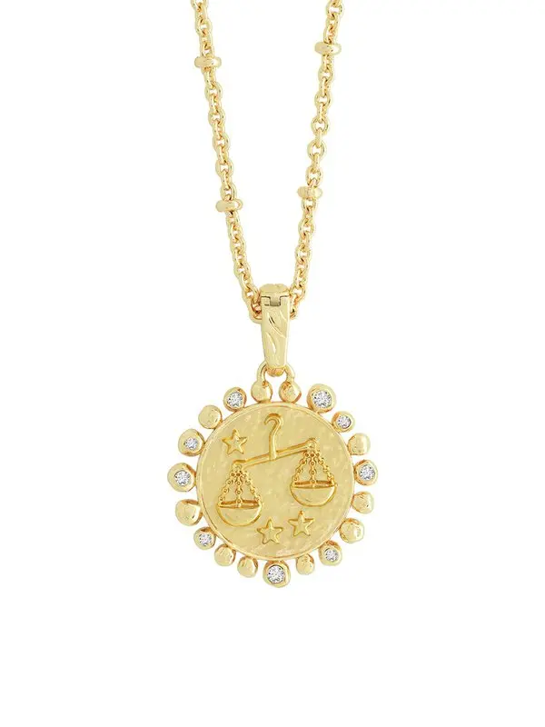 ANABEL ARAM Zodiac 18k-gold-plated & Cubic Zirconia Pendant Necklace - Libra