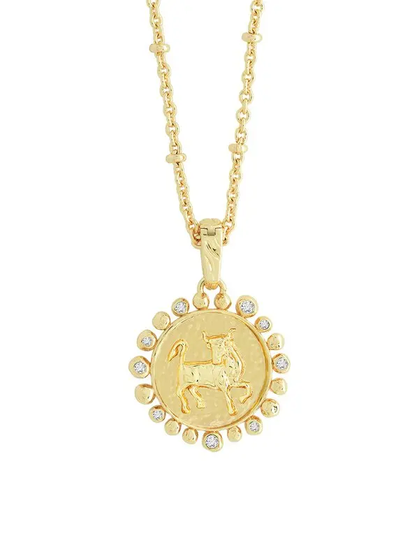 ANABEL ARAM Zodiac 18k-gold-plated & Cubic Zirconia Pendant Necklace - Taurus