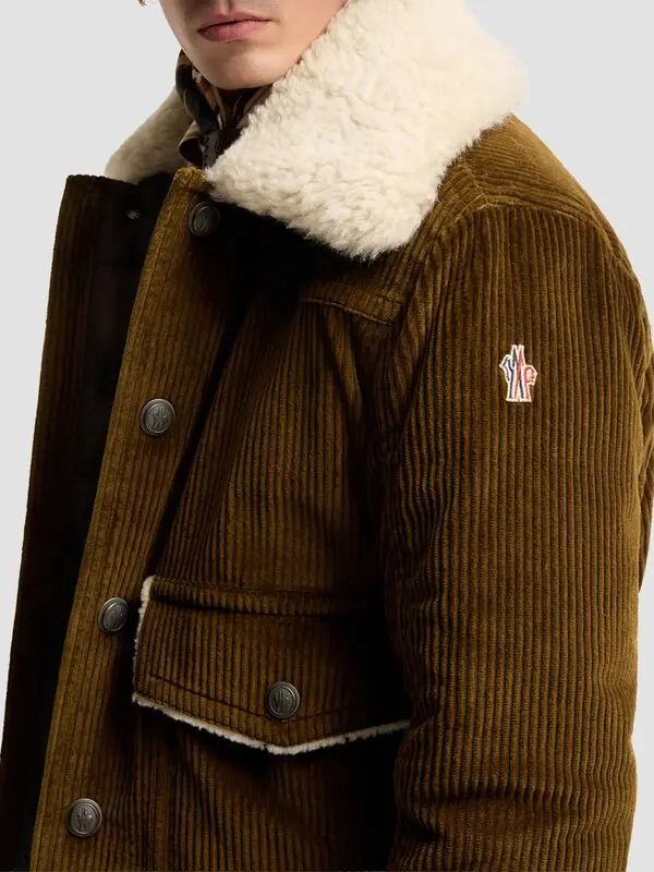 Moncler Givrand Shearling-trimmed Corduroy Short Down Jacket