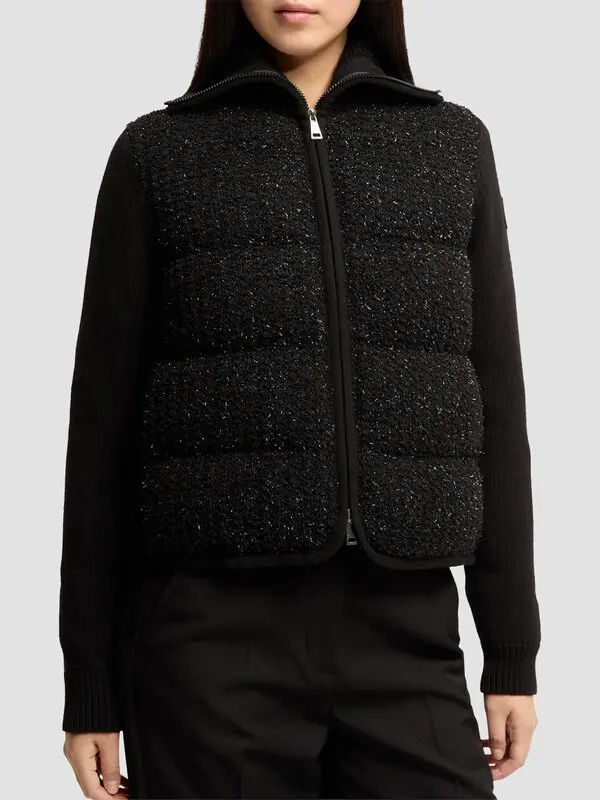Moncler Wool & Cashmere Blend Down Cardigan
