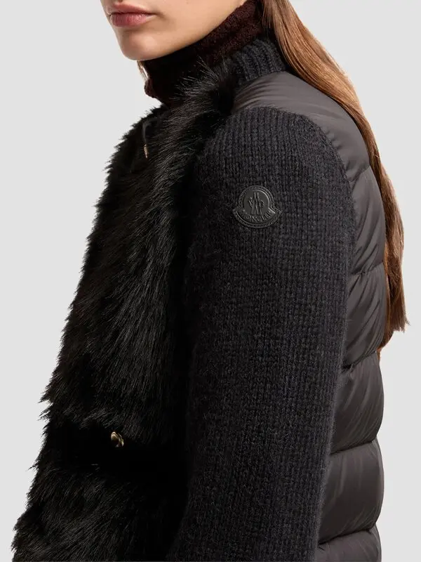 Moncler Cardigan In Alpaca And Wool Blend