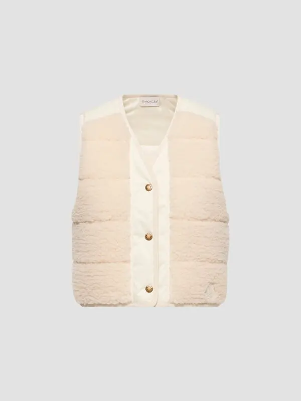 Moncler Fluffy Teddy Padded Gilet - Ivory