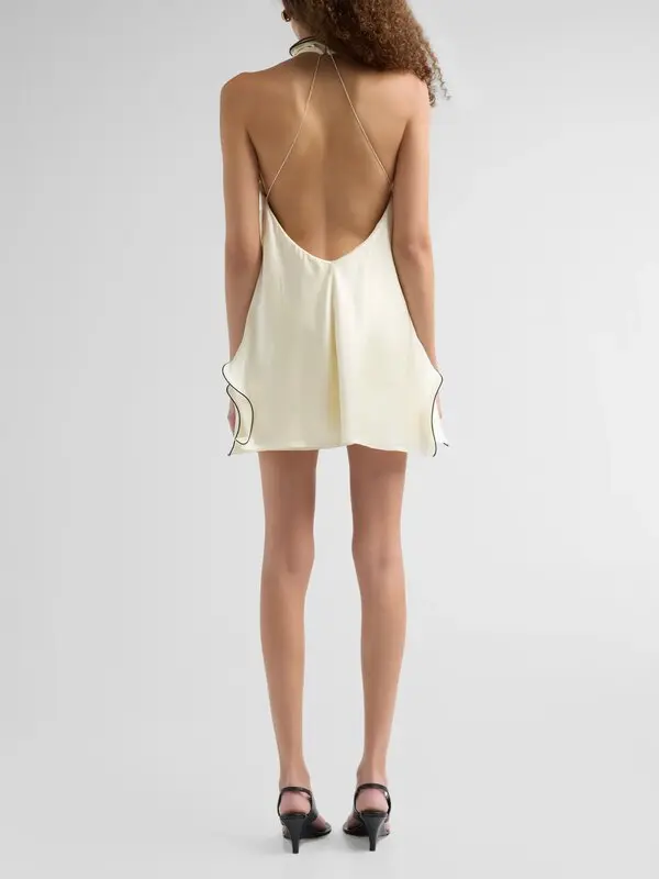 Brandon Maxwell Remy Stretch-silk Ruffled Halterneck Mini Dress