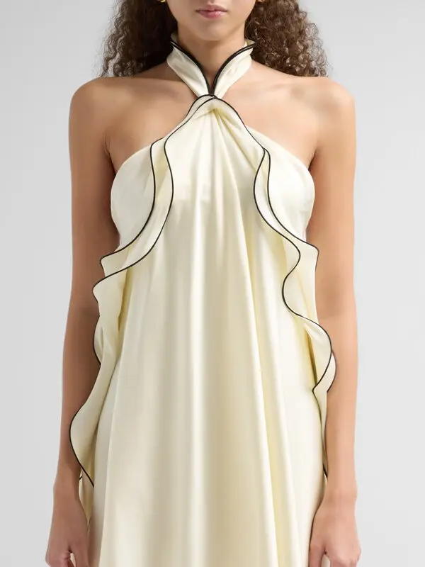 Brandon Maxwell Remy Stretch-silk Ruffled Halterneck Mini Dress