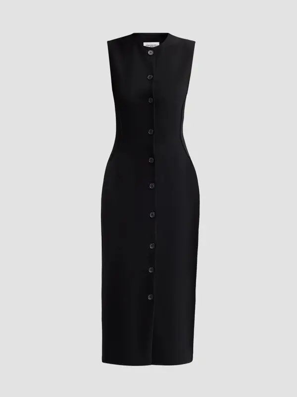 Brandon Maxwell Carolyn Crepe Button-front Midi Dress - Black