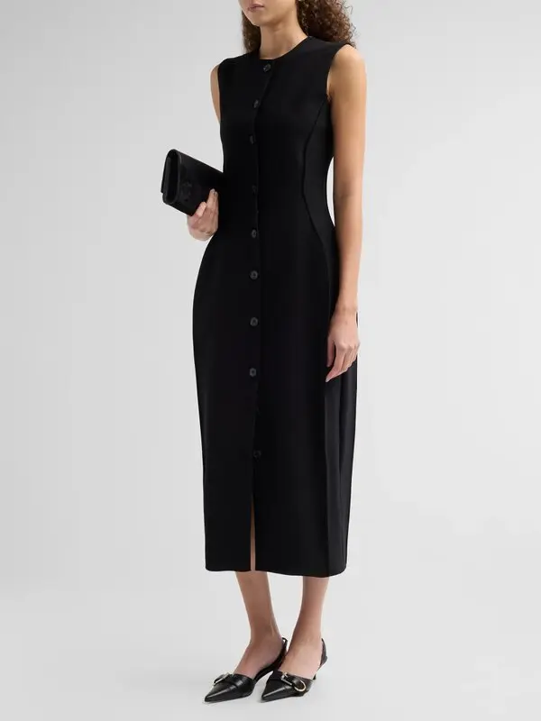 Brandon Maxwell Carolyn Crepe Button-front Midi Dress