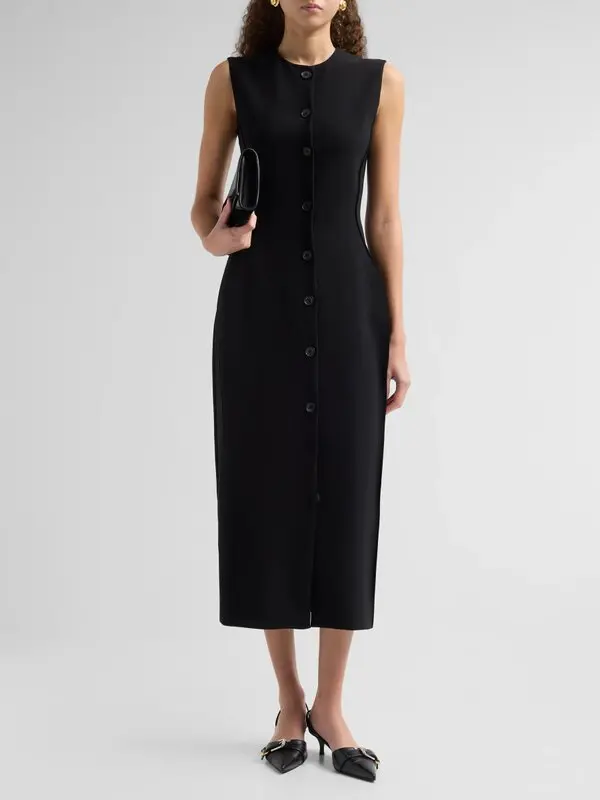 Brandon Maxwell Carolyn Crepe Button-front Midi Dress