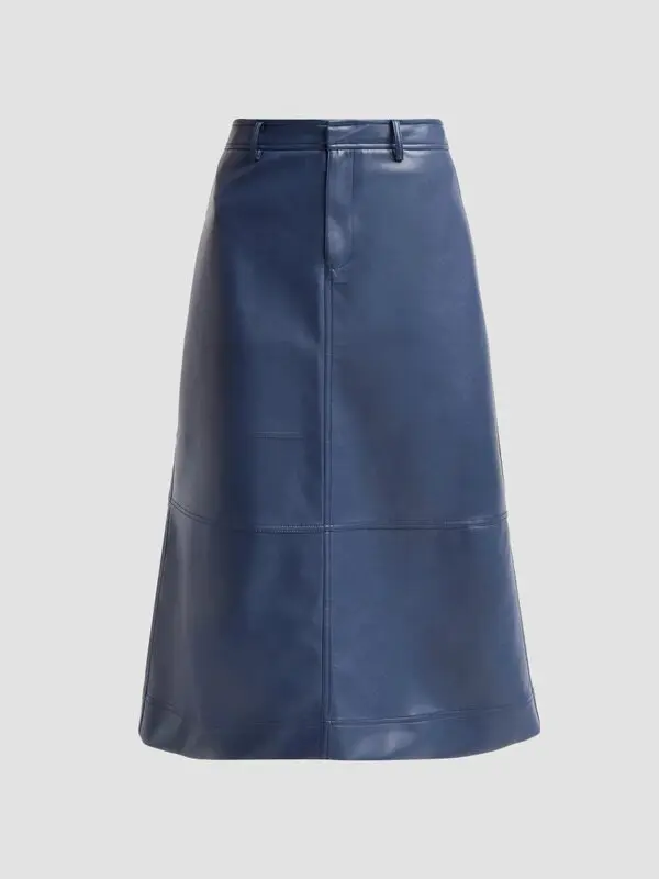 TOCCIN Kai Vegan Leather A-line Midi Skirt