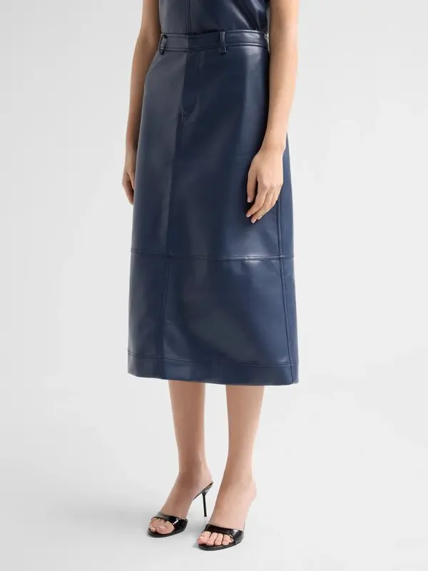 TOCCIN Kai Vegan Leather A-line Midi Skirt