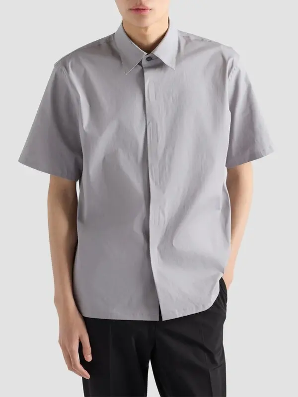 Prada Short-sleeved Stretch Cotton Shirt - Grey